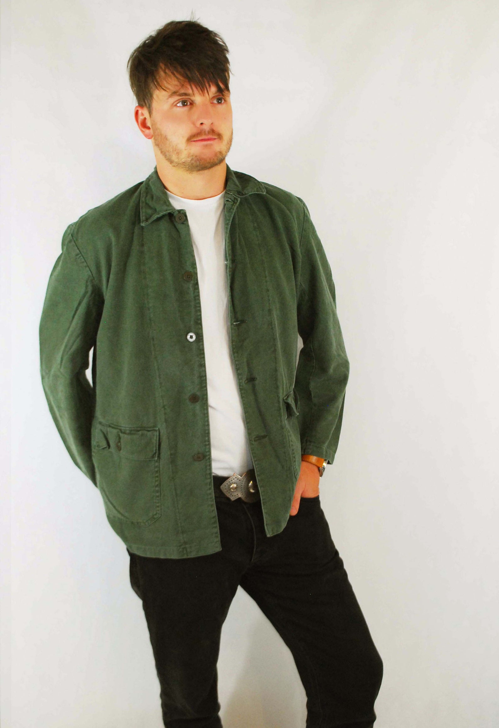 Vintage Faded Green Chore Jacket Swedish Military All - Etsy