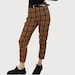 Lined Tartan Plaid Nova Check Chino Capri Pants/trousers - Brown & Navy ...
