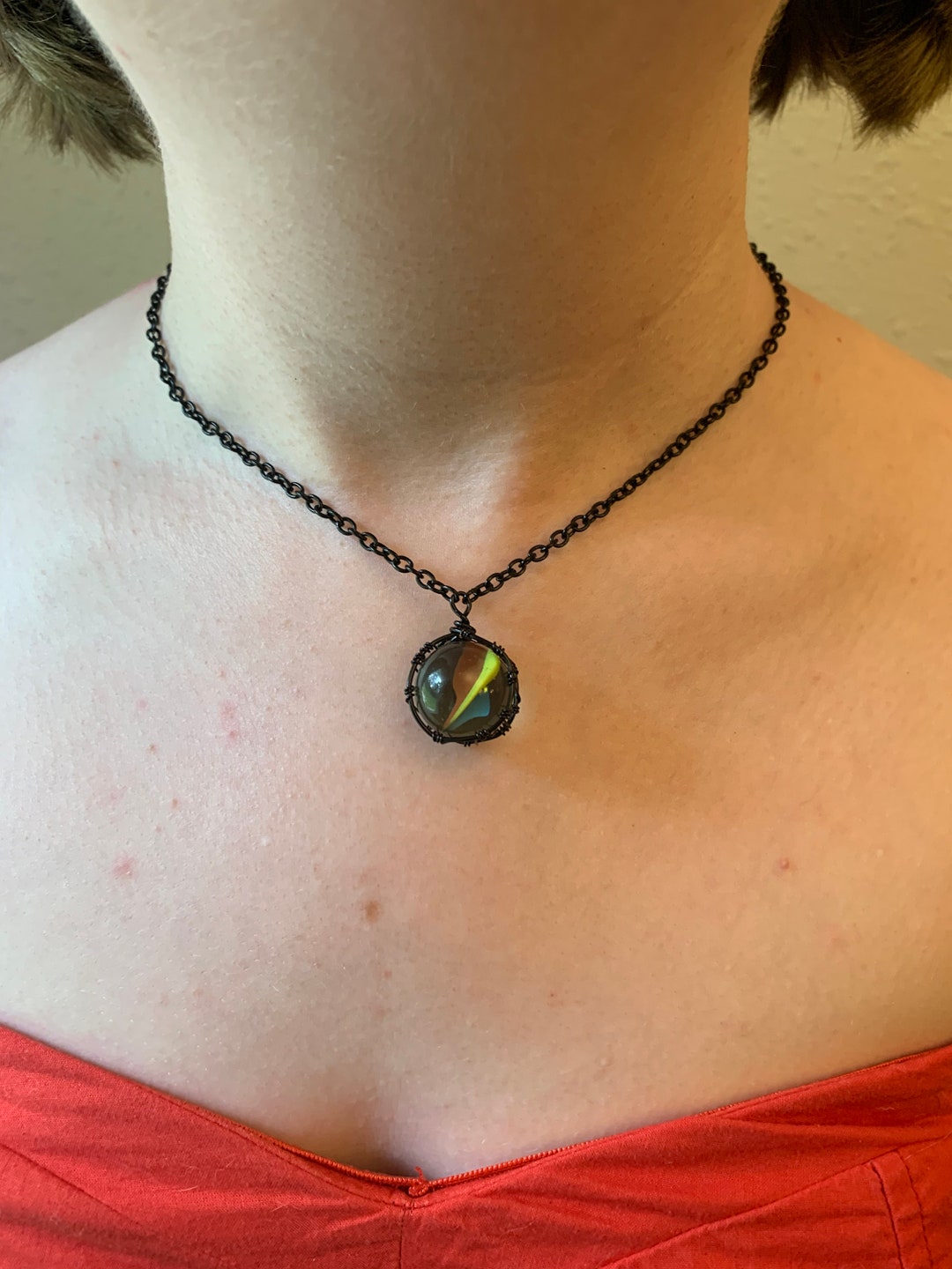Collar de mármol vintage reciclado hecho a mano con alambre envuelto ...