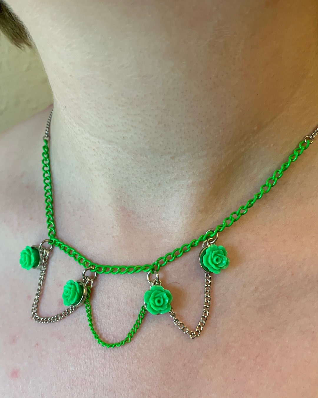 Lime Green Florescent Green Choker Necklaces 1990s Rave Punk Choker ...