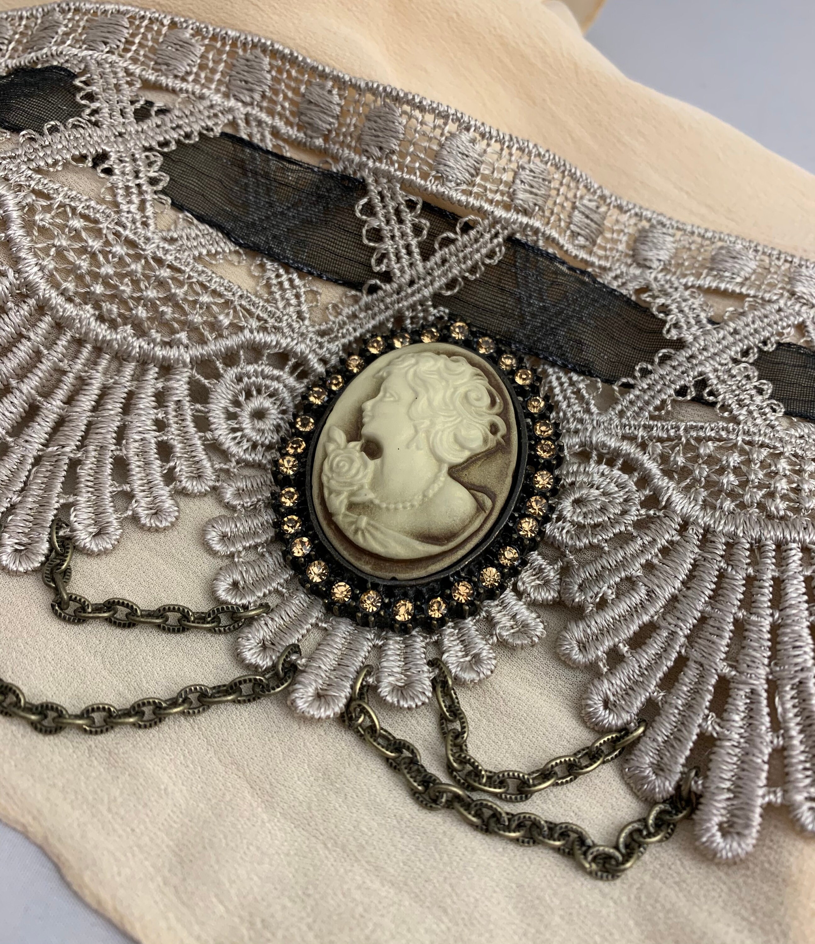 Victorian Edwardian Inspired Renaissance Grey Lace Choker - Etsy New ...