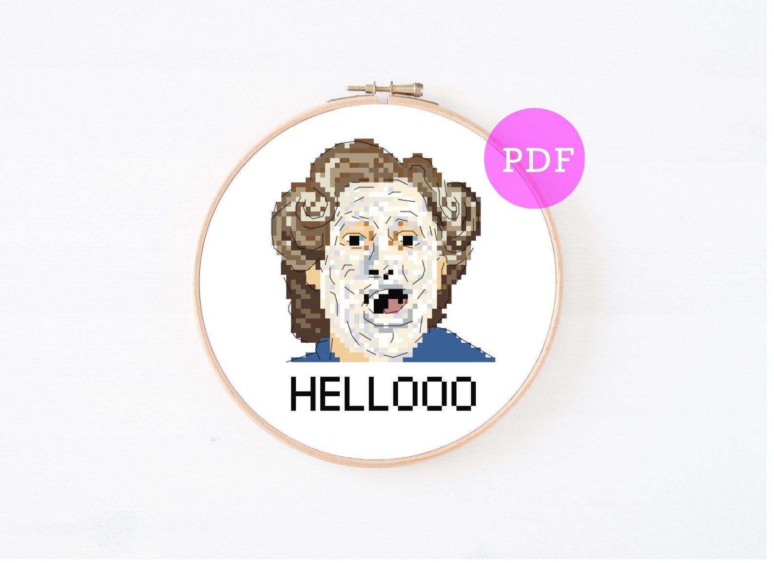 Mrs Doubtfire Hello Inspired Cross Stitch Pattern - Modern 90s Pop ...
