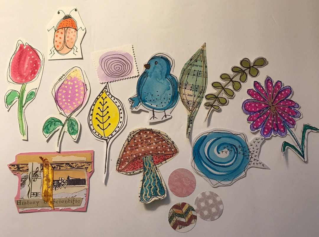 Junk Journal Scrapbook Embellishments Fodder Set of at Least 12 Fussy ...