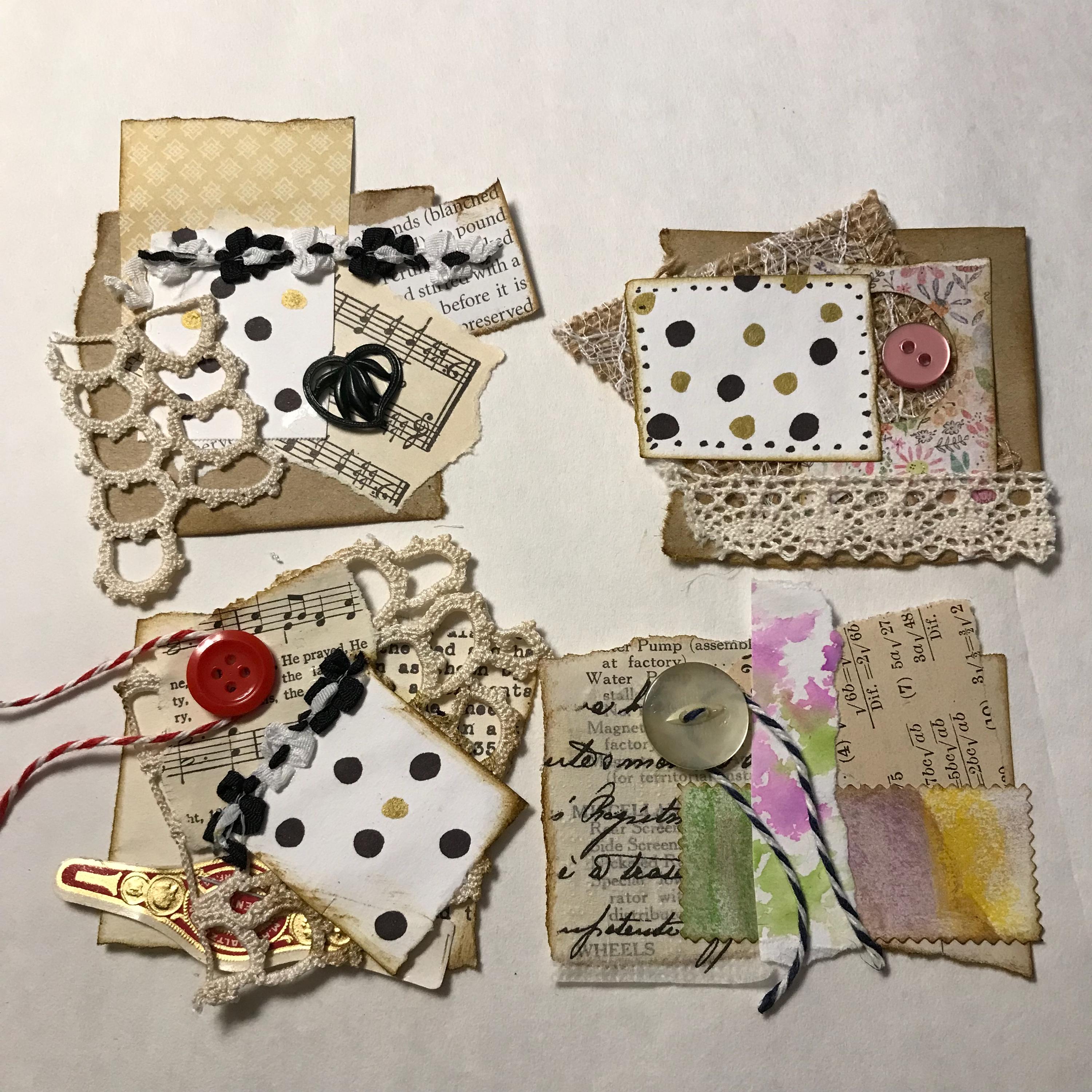 Junk Journal Paper Clusters Buttons Lace 4 Pieces - Etsy