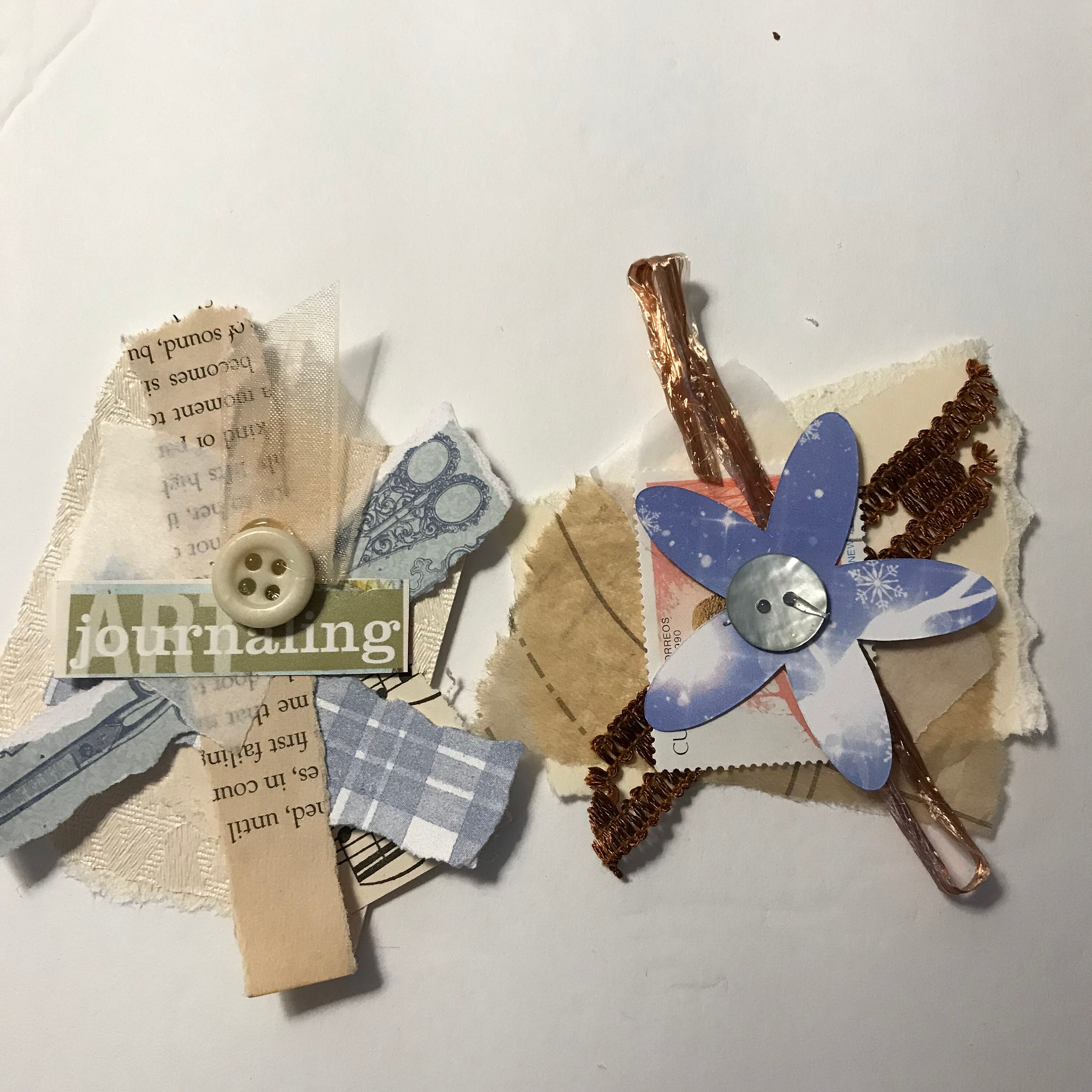 Junk Journal Paper Clusters Fabric Lace Altered Paperclip Handmade 5 Pc ...