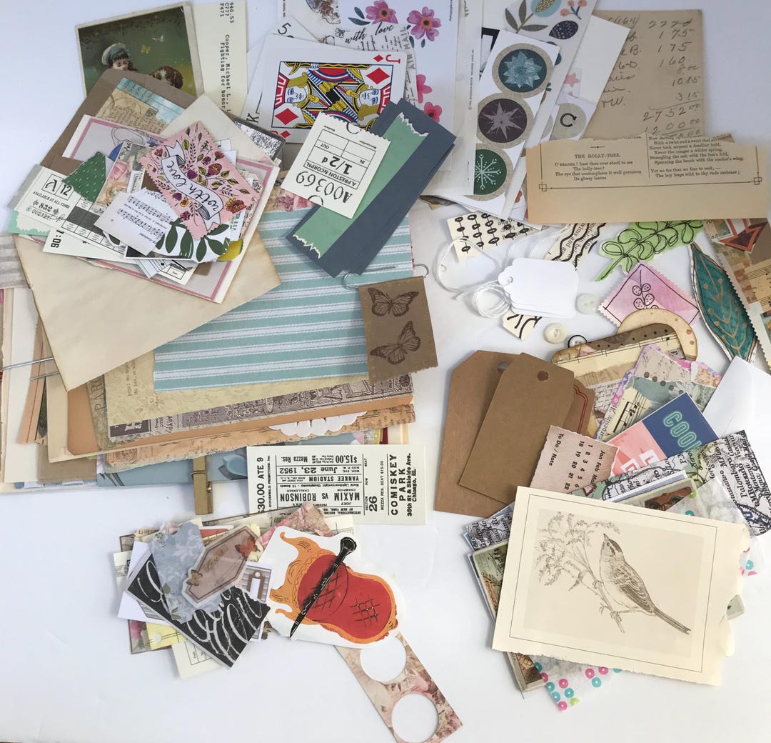 Large Bundle of Embellishments and Fodder for Creating Collages, Junk ...