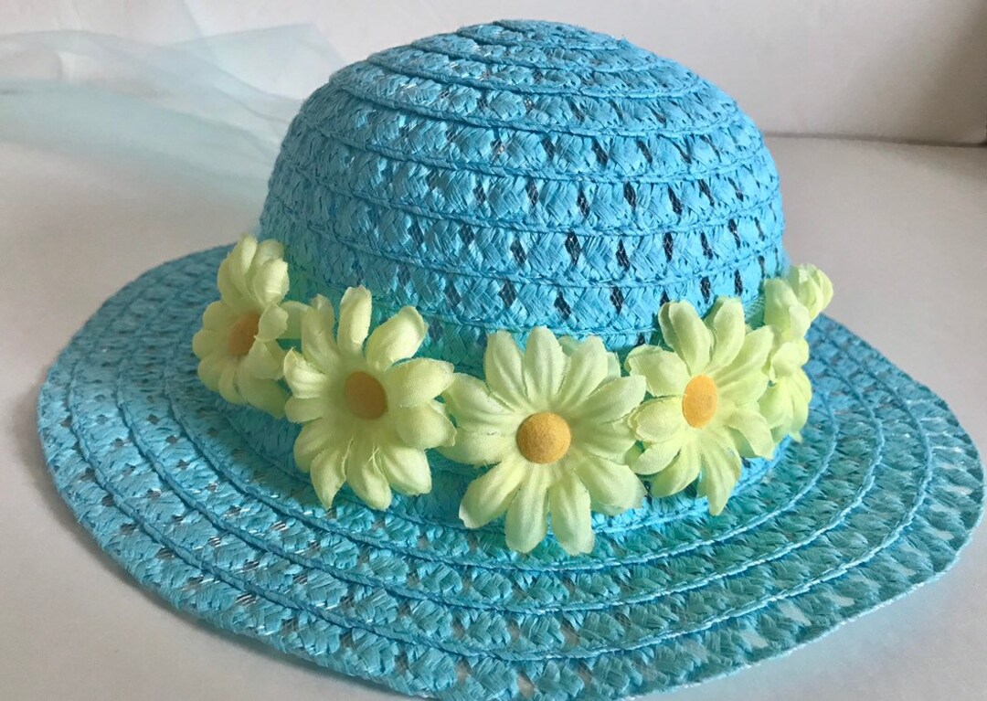 Turquoise EASTER HAT, FLOWERGIRL Hat, Ready to Ship, Turquoise Sun Hat ...