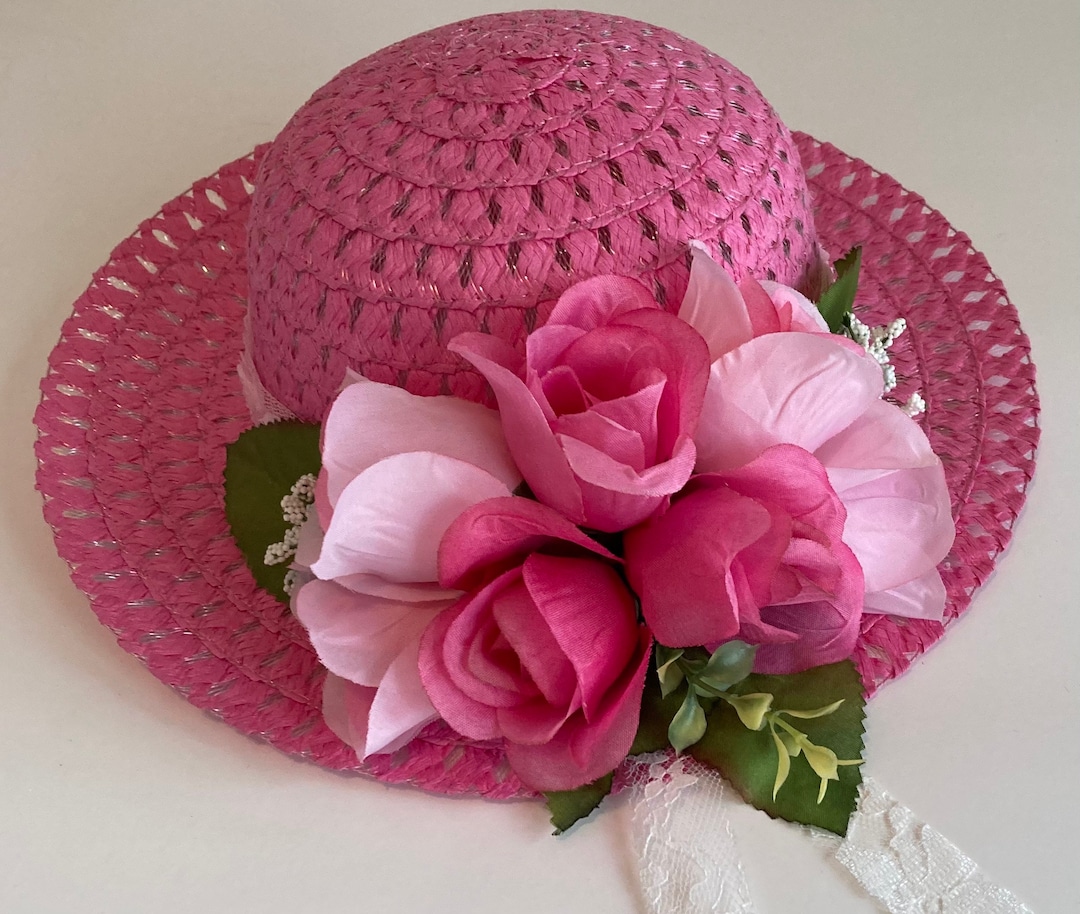 ROSE Toddler HAT, Pink Rose Sun Hat, Hot Pink Rose Bud Hat, Tea Party ...
