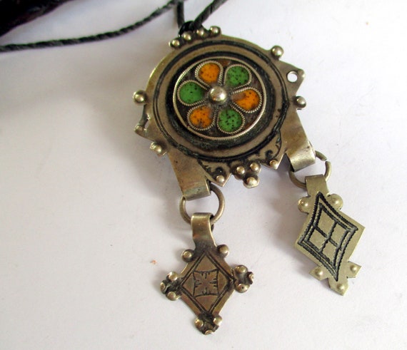 Morocco silver enamel pendant beads Africa Amazigh Al… - Gem