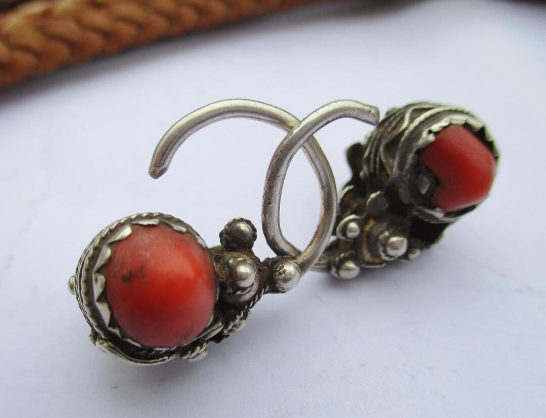 Pair of Kabyle Earrings, Genuine Antique, 1920s, Algeria, Beni Yenni Aures, Berber, North Africa ...