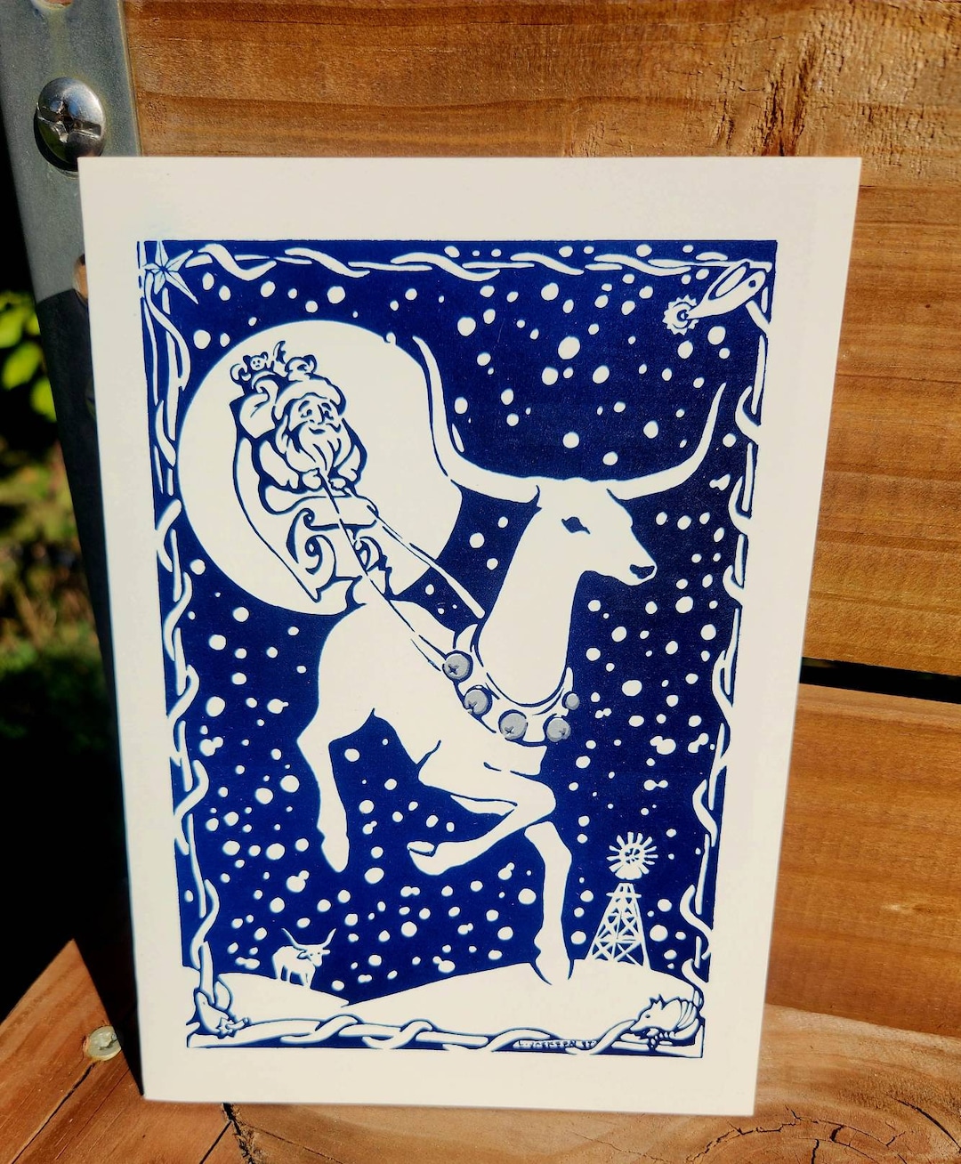 8- Pk Texas Longhorn Christmas Cards, Texas Lone Star Xmas Fun! - Etsy