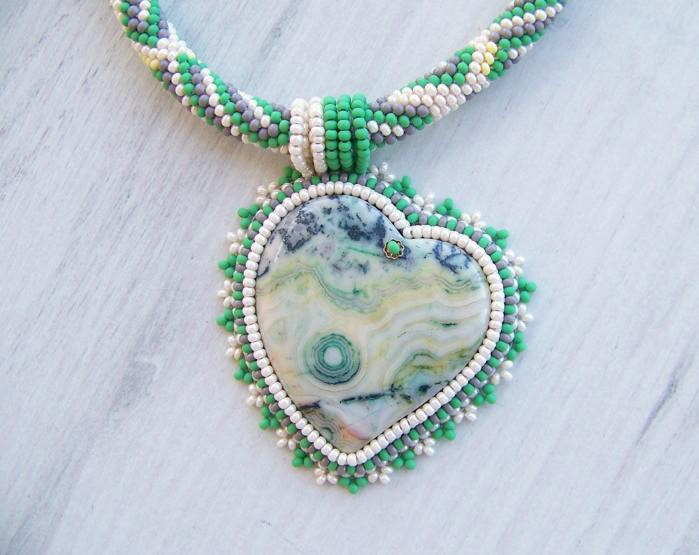 Beadwork Bead Embroidery Pendant Necklace with Multi Color | Etsy