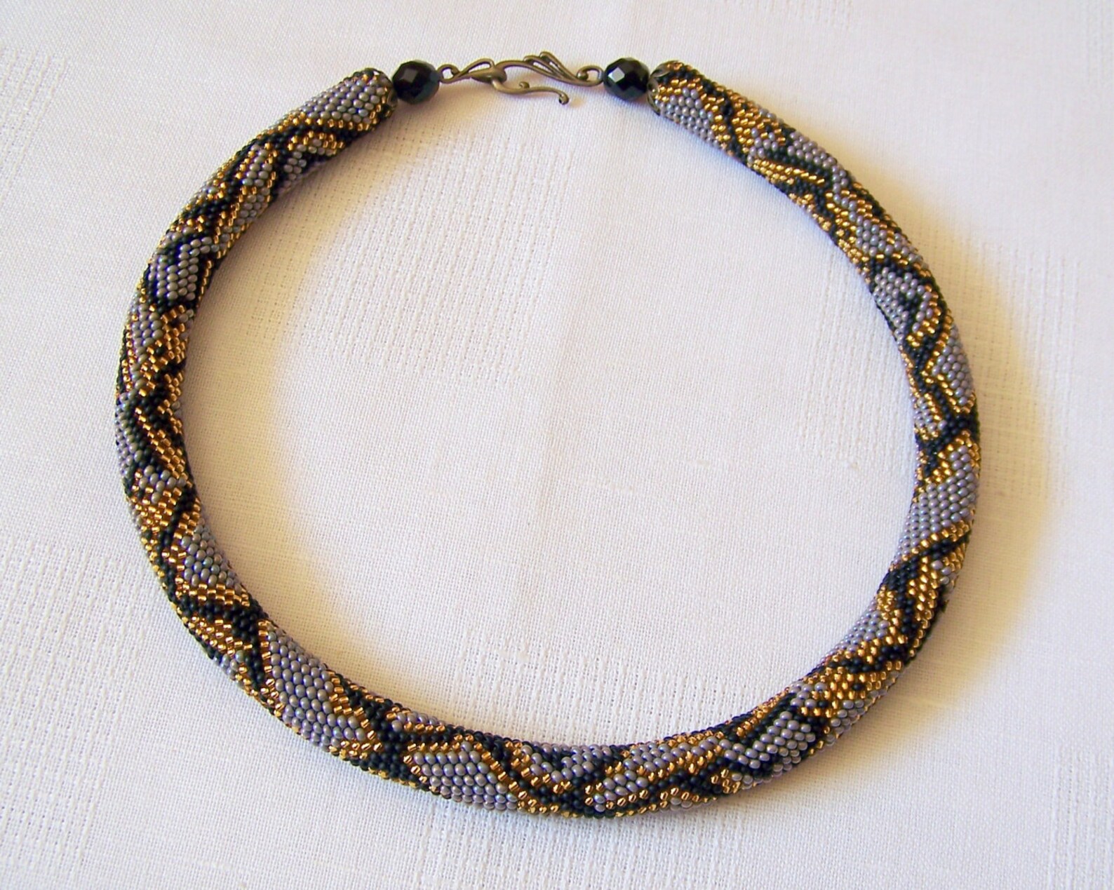 Grey Snake Necklace Bead Crochet Necklace Snake Skin | Etsy