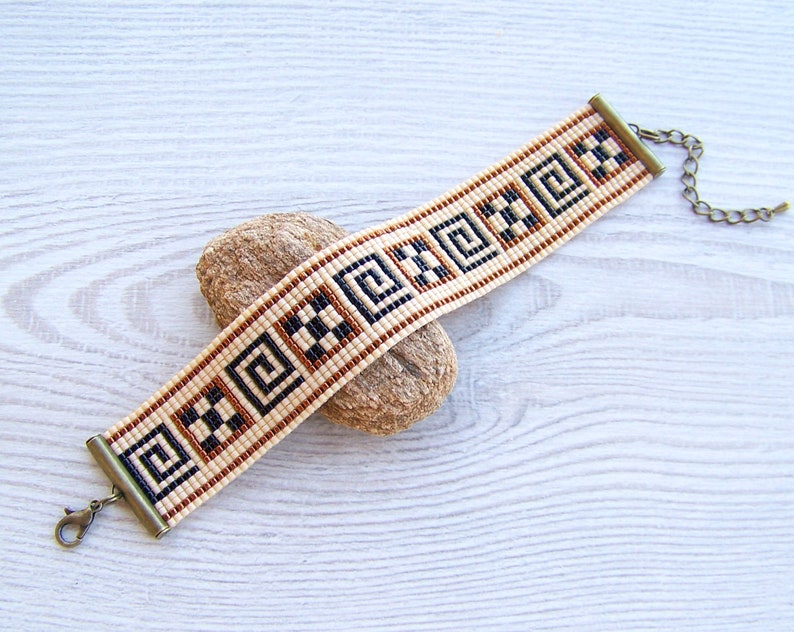 Greek Style Pattern Miyuki Delica Bracelet, Loom Beads Adjustable ...
