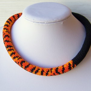 Tiger Modern Necklace - Bead Crochet Necklace - Statement Necklace ...