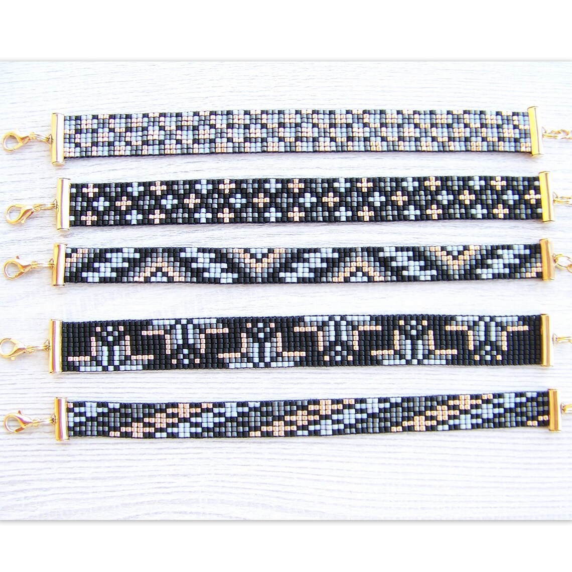 Set of 5 Geometric Narrow Bracelets, Fill Your Wrist With Miyuki Delica ...