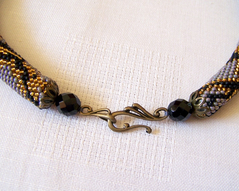 Grey Snake Necklace Bead Crochet Necklace Snake Skin | Etsy