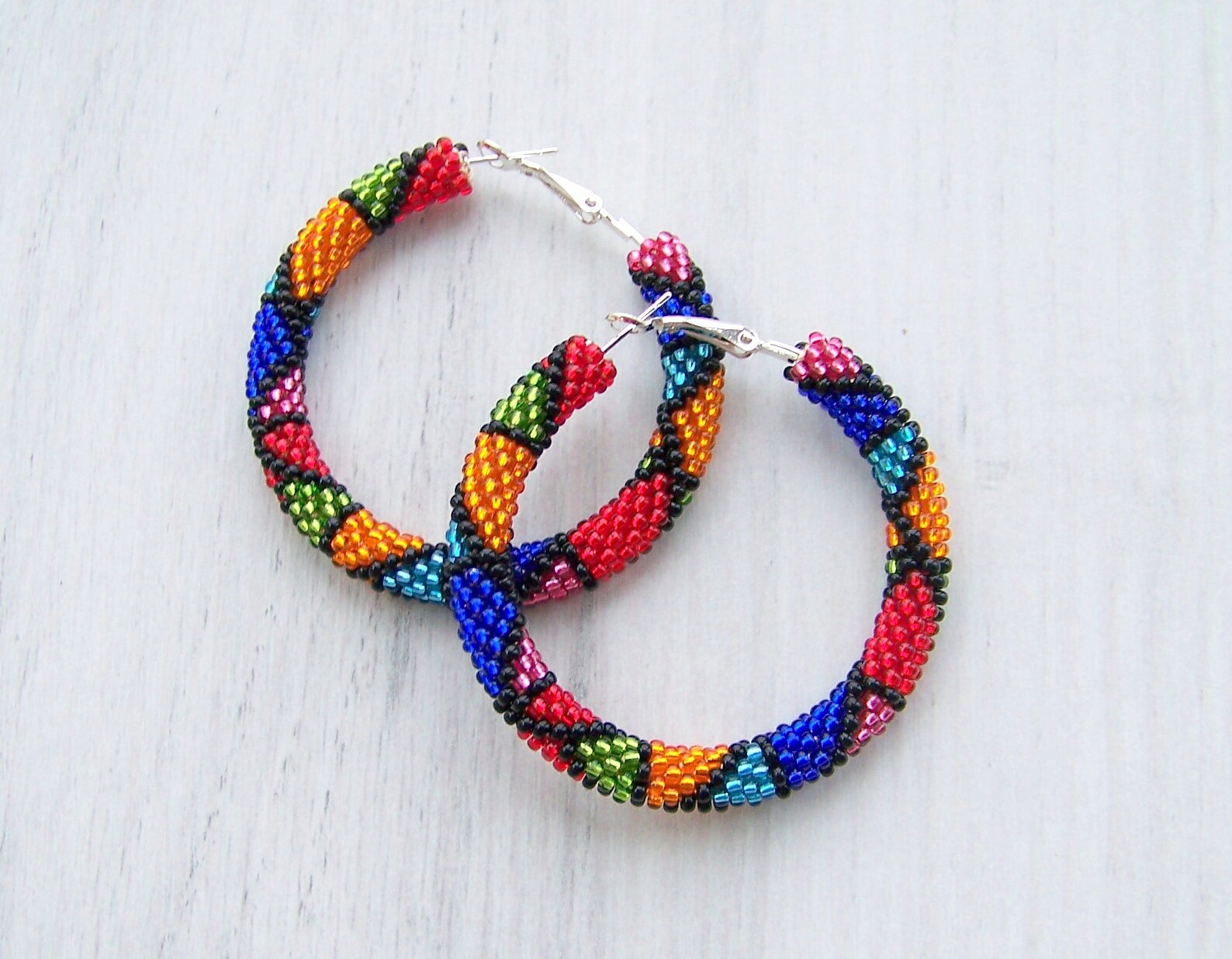 Big Ethnic Hoop Earrings African Inspired Earrings - Etsy