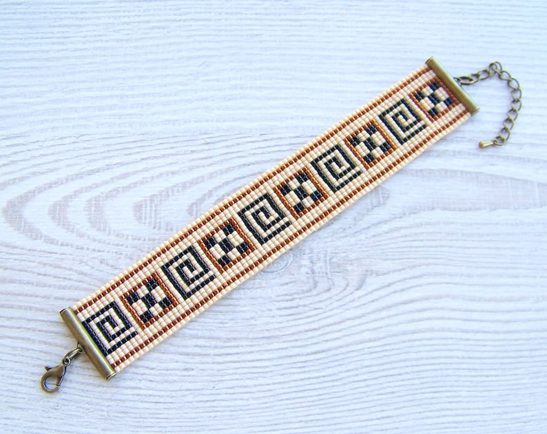 Greek Style Pattern Miyuki Delica Bracelet, Loom Beads Adjustable ...