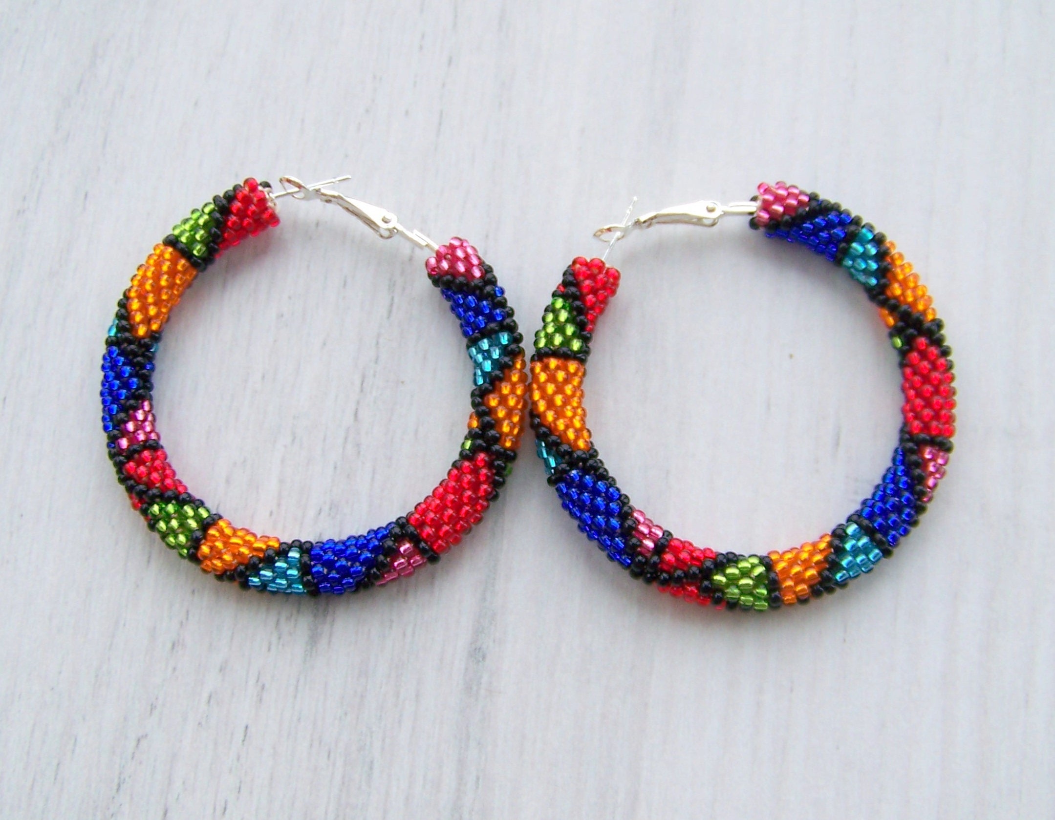 Big ethnic hoop earrings African Inspired Earrings | Etsy