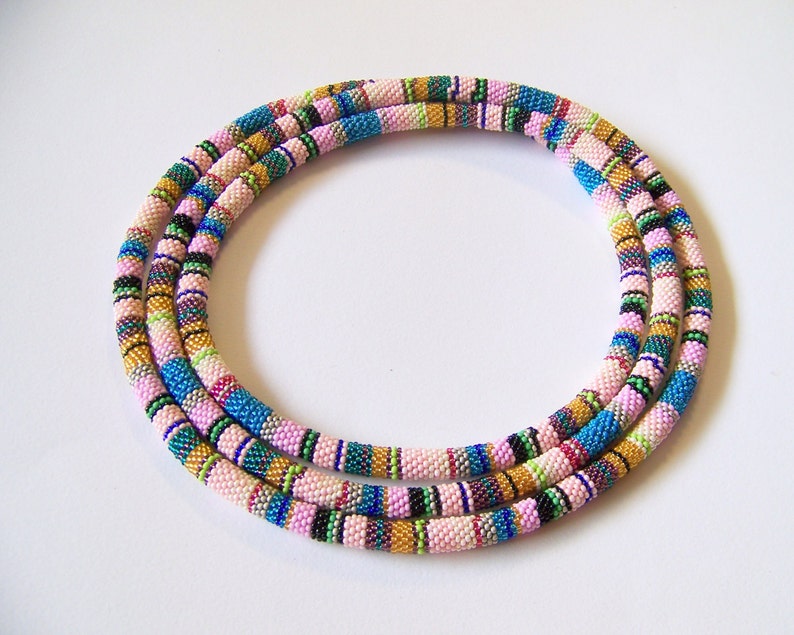 Beaded Crochet Chunky Rope Necklace Beadwork Seed Beads - Etsy