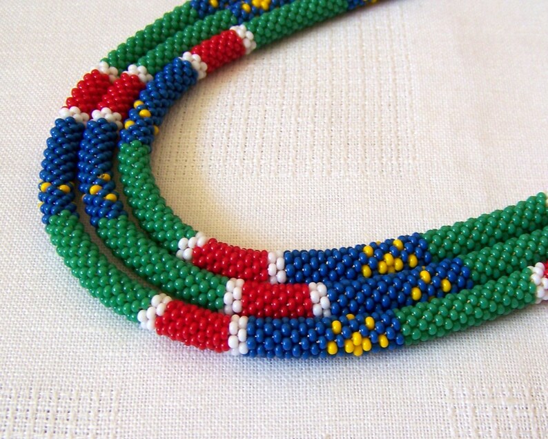Long Beaded Crochet Rope Necklace - Beadwork Necklace - Seed Beads ...