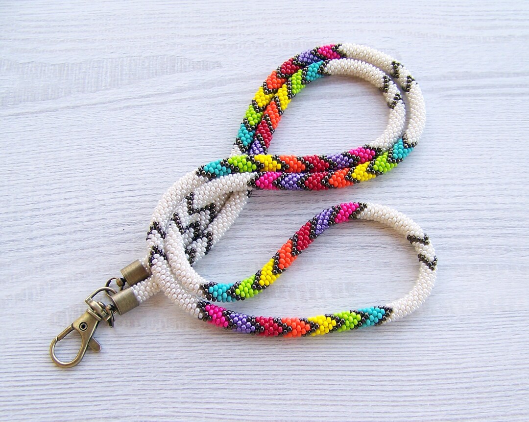 Colorful Lanyard Badge Holder Fashion Lanyard Beadwork - Etsy