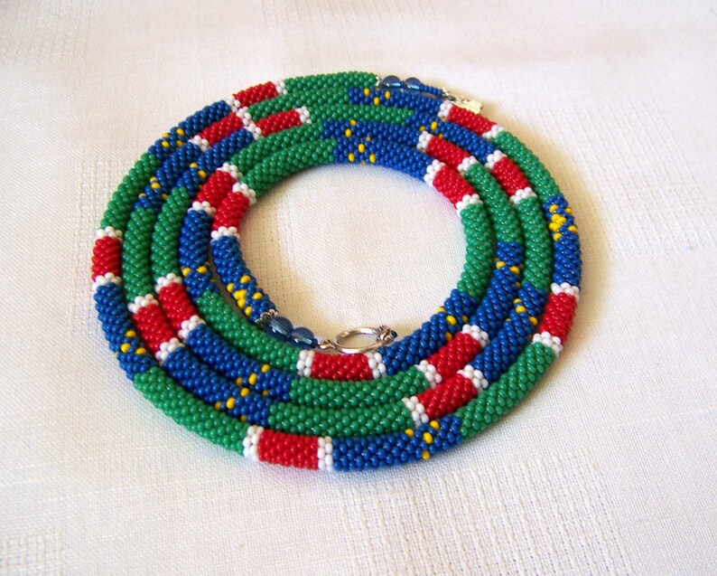 Long Beaded Crochet Rope Necklace - Beadwork Necklace - Seed Beads ...