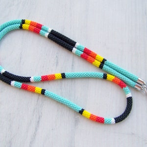 African Lanyard With ID Holder - Woman Beaded Lanyard - Colorful Bead ...