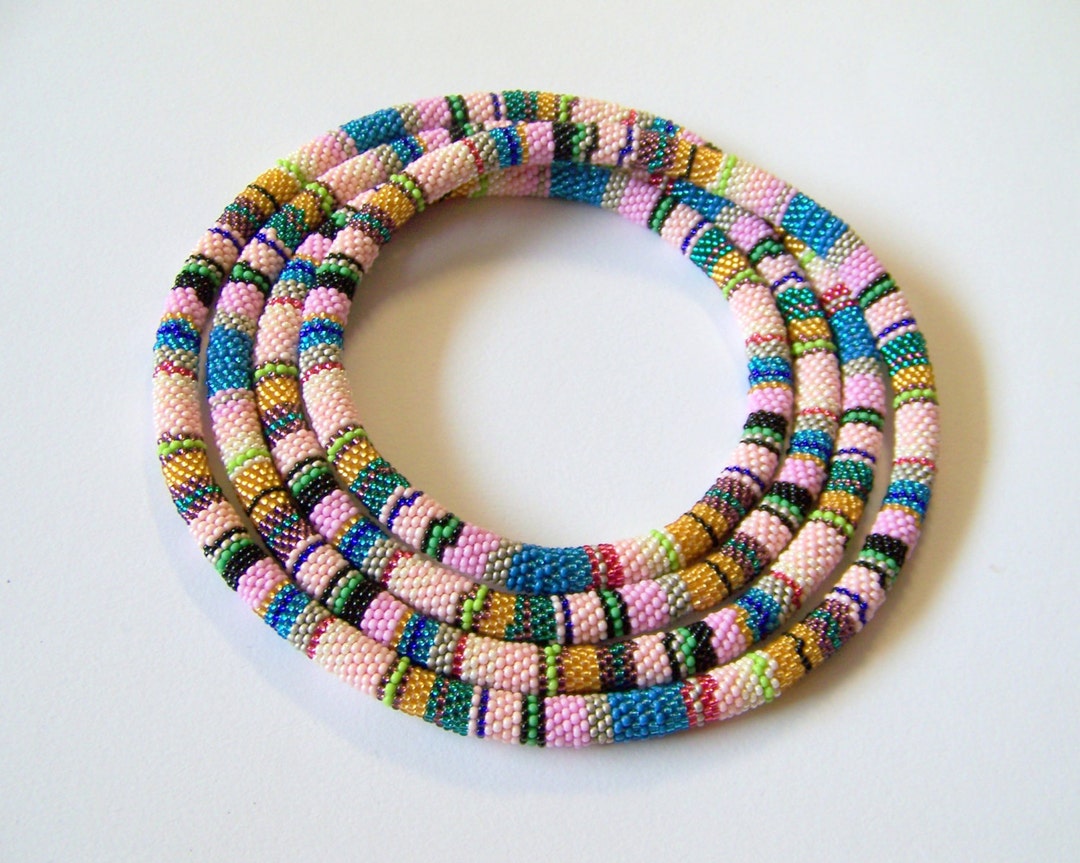 Beaded Crochet Chunky Rope Necklace Beadwork Seed Beads - Etsy