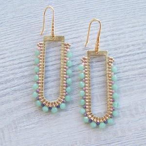 Beaded Earrings With Jadeite Beads, Lightweight Earrings With Miyuki ...