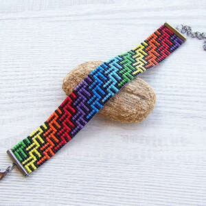 Rainbow Labyrinth Pattern Loom Bracelet, Miyuki Delica Beads Adjustable ...