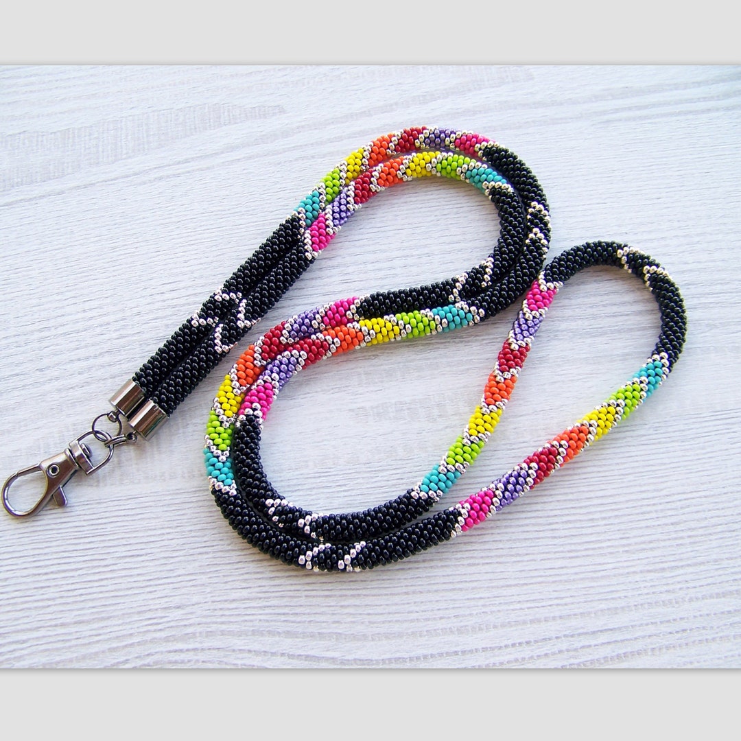 Colorful Chevrons Lanyard, Badge Holder, Fashion Lanyard, Beadwork ...