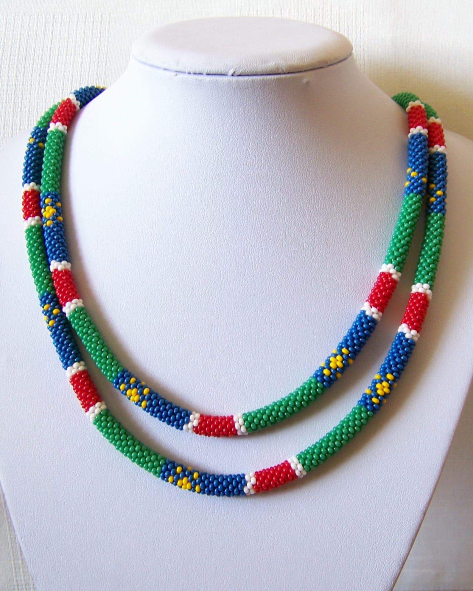 Long Beaded Crochet Rope Necklace - Beadwork Necklace - Seed Beads ...