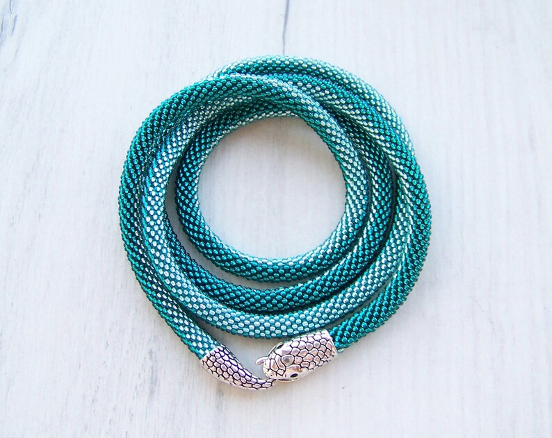 Shiny Snake Serpent Wrap Necklace Everday Long Beaded | Etsy