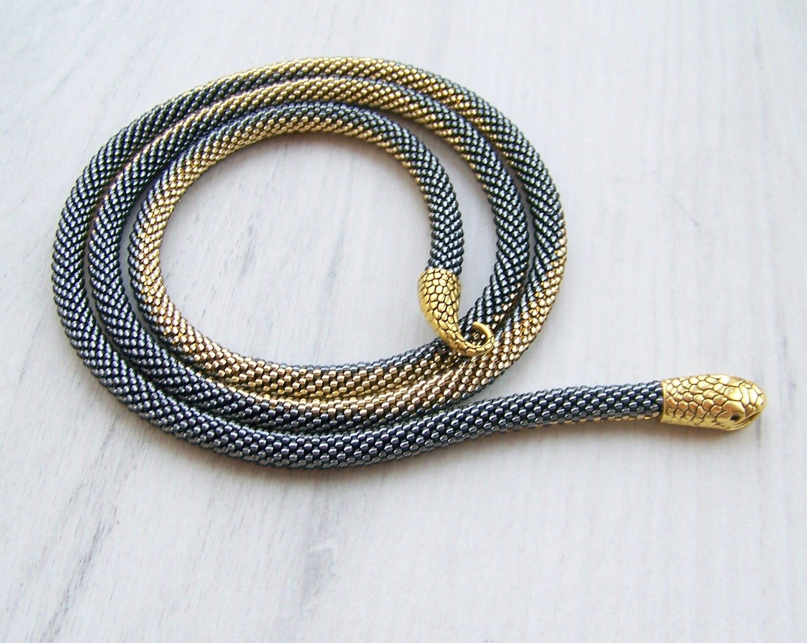 Long Beaded Crochet Rope Necklace Snake Serpent Wrap - Etsy