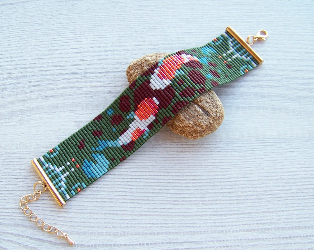 Koi Fish Bracelet, Adjustable Miyuki Delica Beads Bracelet, Loom ...