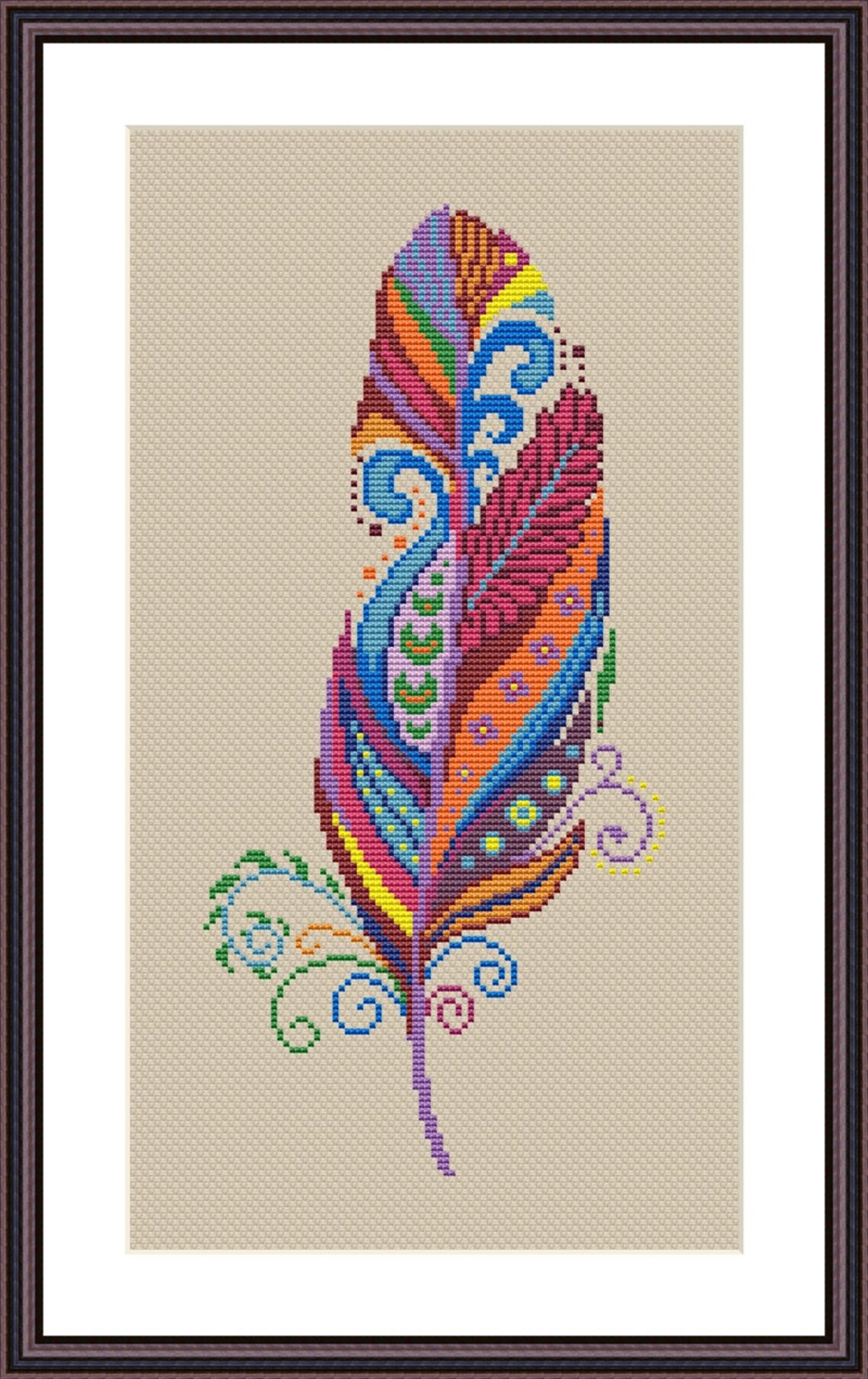 Feather Modern Cross Stitch Pattern PDF Instant Download - Etsy