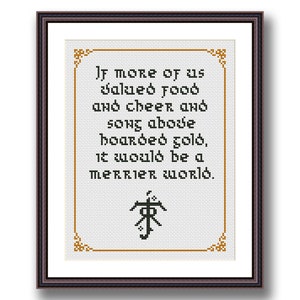 J R R Tolkien Quote - Cross Stitch Pattern PDF - If More of Us Valued ...