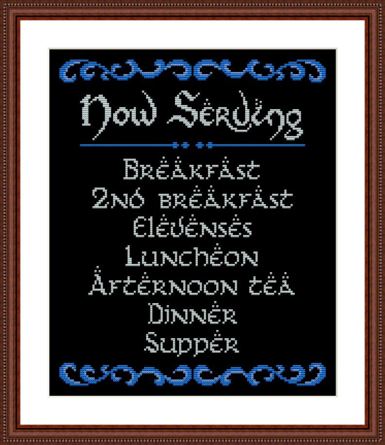 Now Serving Cross Stitch Pattern Hobbit Menu Instant Download PDF ...