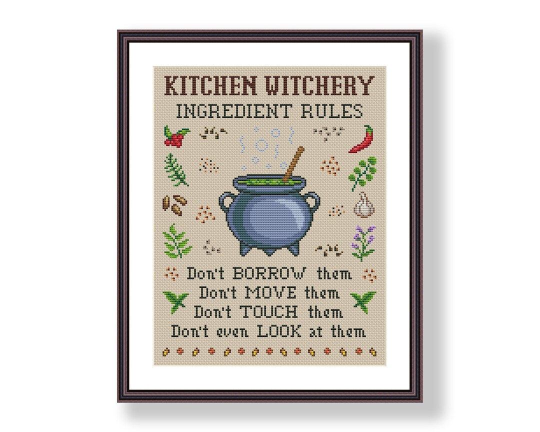 Kitchen Witchery Ingredient Rules Cross Stitch Pattern PDF - Botany ...