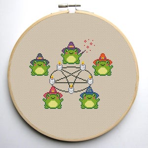 Cute Satanic Frogs Cross Stitch Pattern PDF - Witchy, Witch, Halloween ...