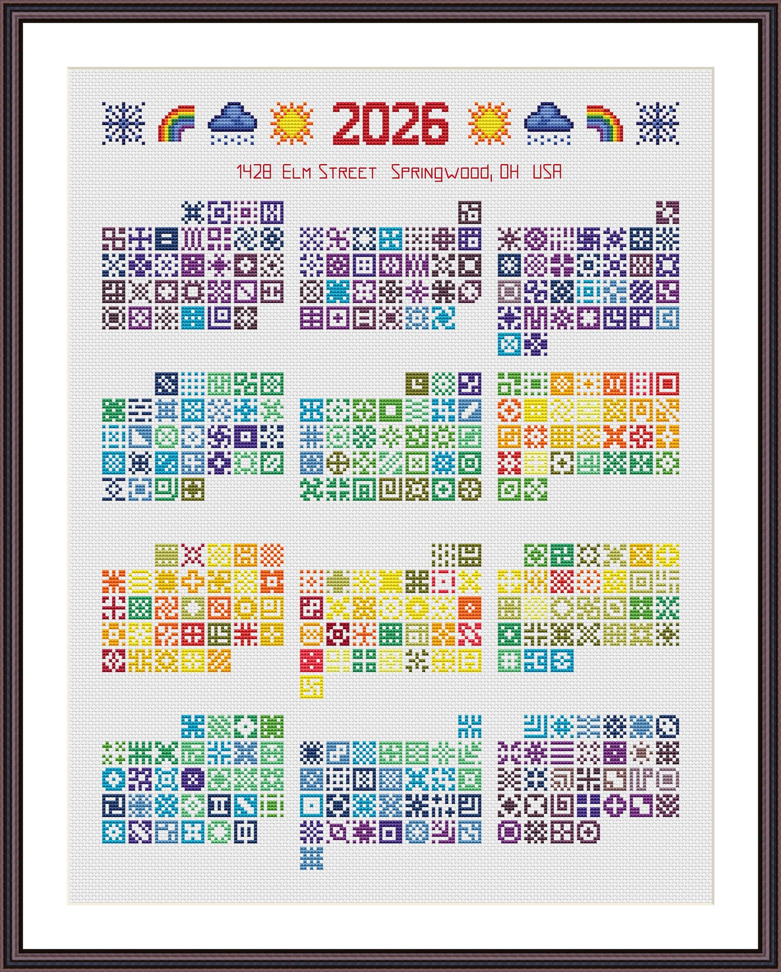 Temperature Ornaments Calendar 2026. Temperature Cross Stitch Pattern ...