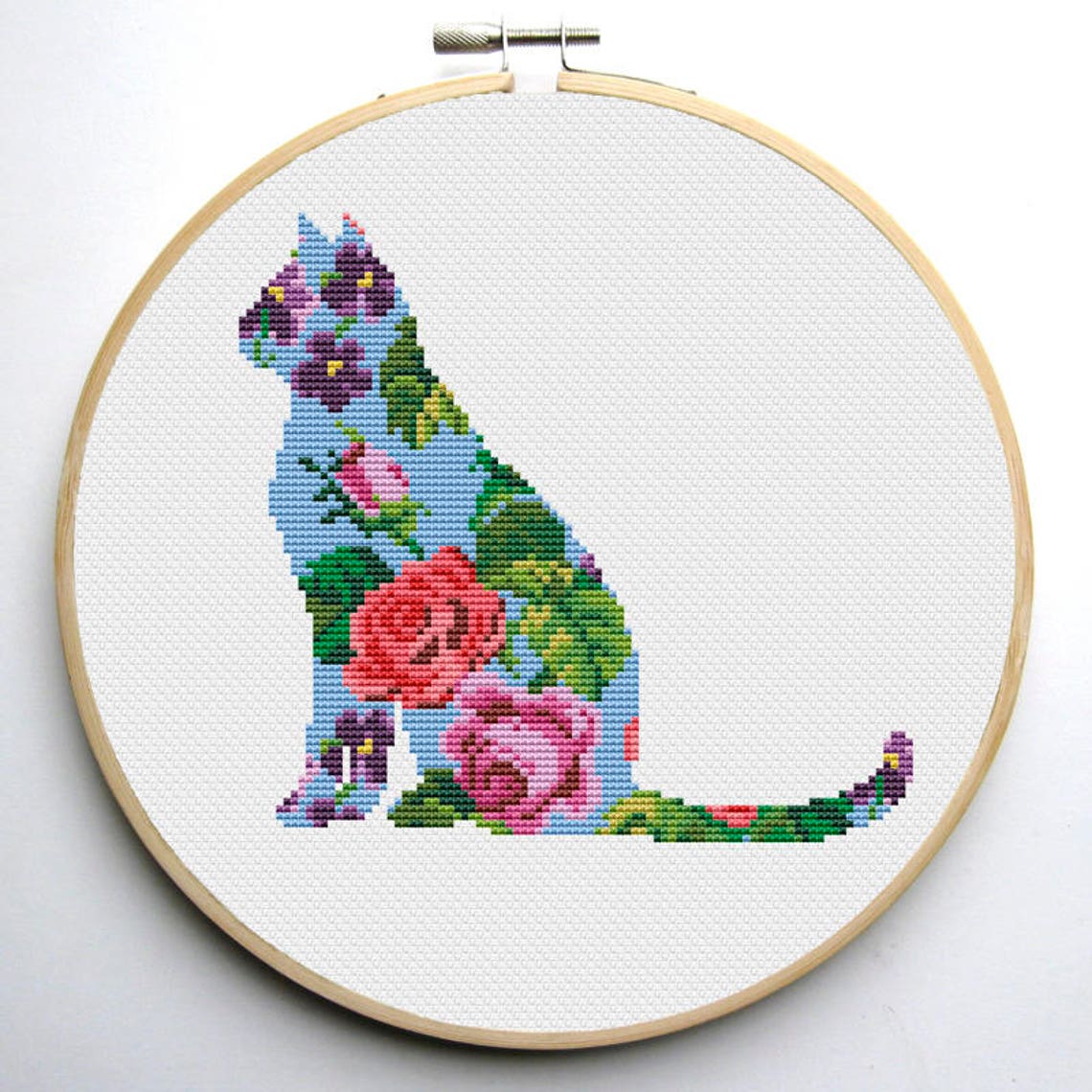 Floral Cat Cross Stitch Pattern Set of 4 Patterns Instant - Etsy