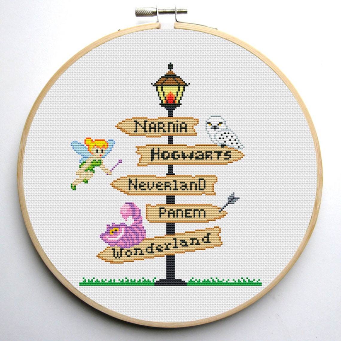 Magical Sign Post Cross Stitch Pattern PDF Road Sign Lamp Sign - Etsy