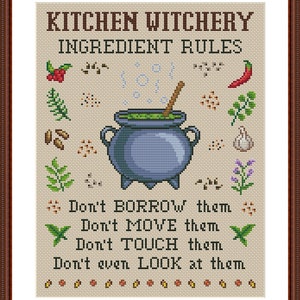 Kitchen Witchery Ingredient Rules Cross Stitch Pattern PDF - Botany ...