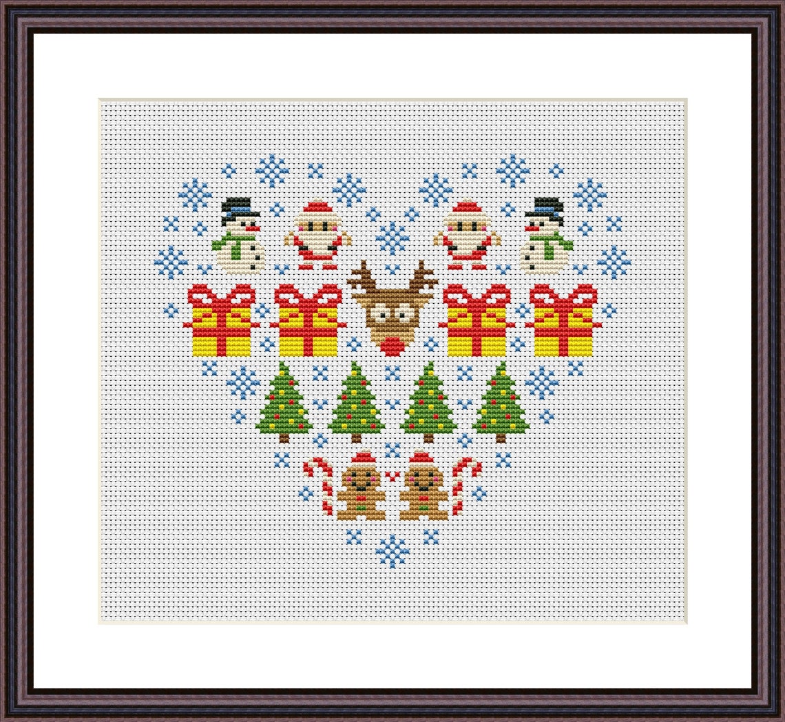 Christmas Hearts Cross Stitch Pattern PDF Instant Download - Etsy UK