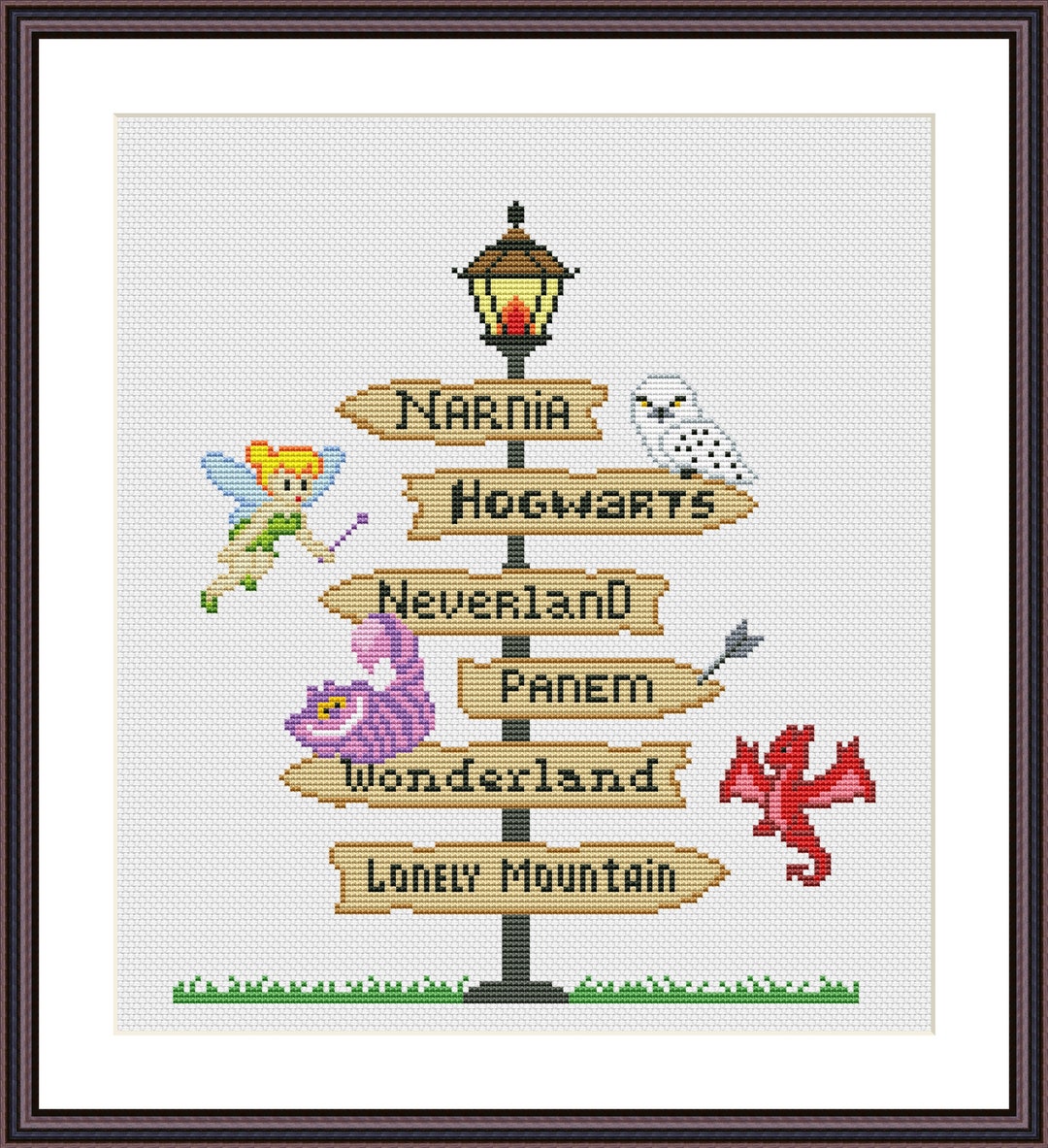 Magical Sign Post 2 Cross Stitch Pattern PDF Road Sign Lamp Sign - Etsy