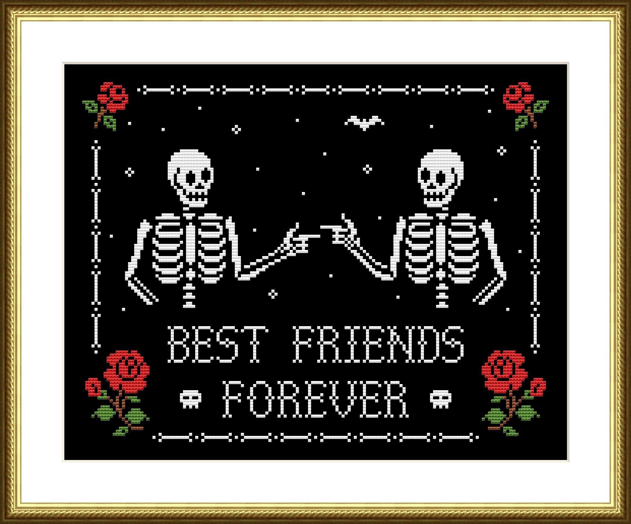 Skeleton Best Friends Forever Funny Cross Stitch Pattern | Etsy