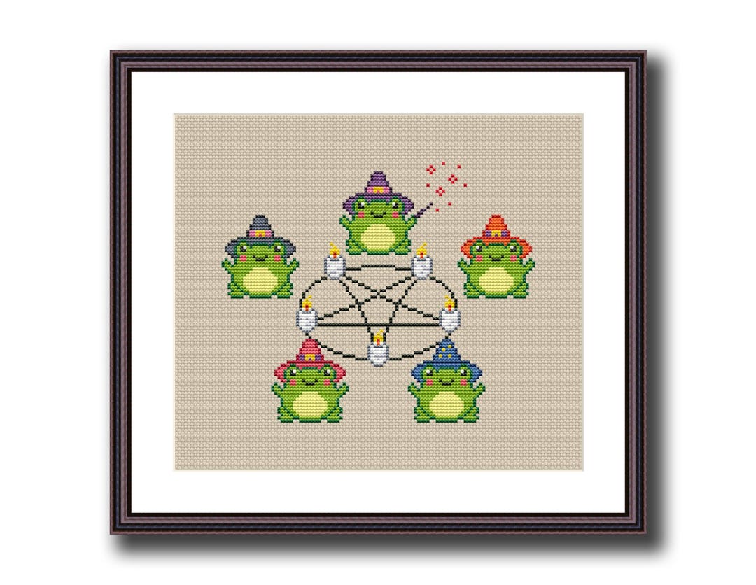 Cute Satanic Frogs Cross Stitch Pattern PDF - Witchy, Witch, Halloween ...